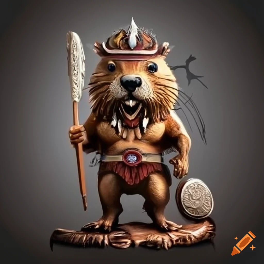 Beaver warrior with seven silver coins on Craiyon