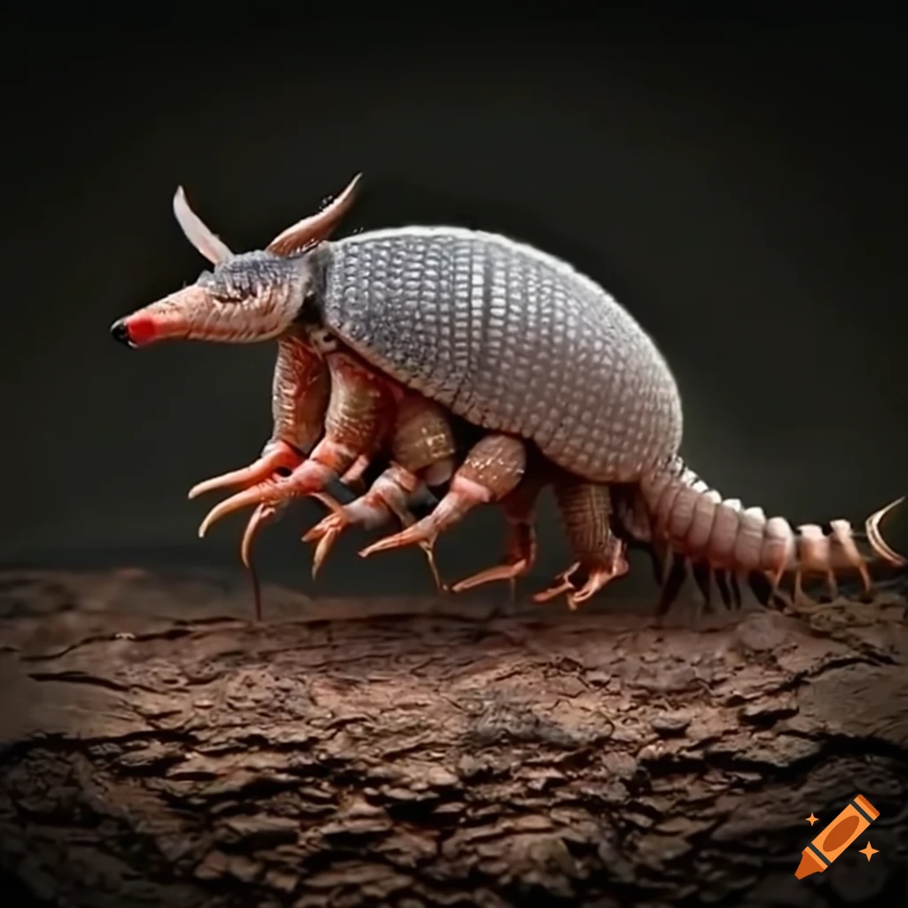 Armadillo and centipede hybrid creature design on Craiyon