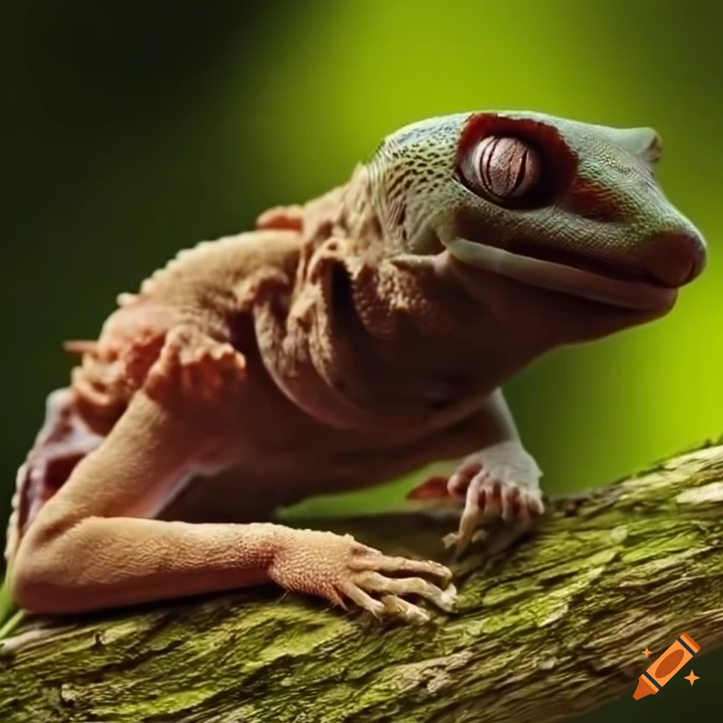 Crying gecko hunting insects on Craiyon