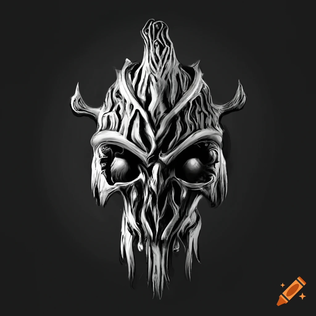 Jotnar head symbol in black and white on Craiyon