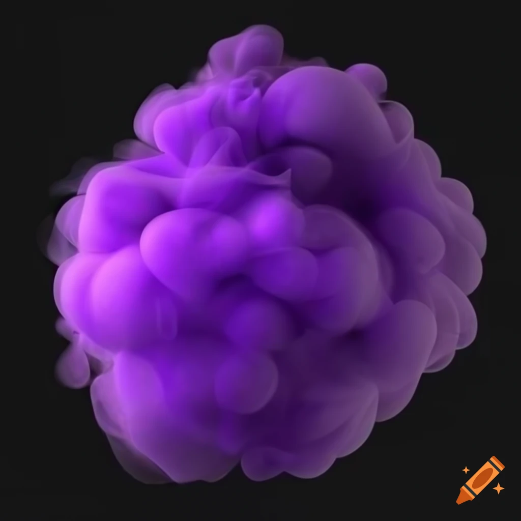 Violet smoke puff in a 3d rendering on black background on Craiyon