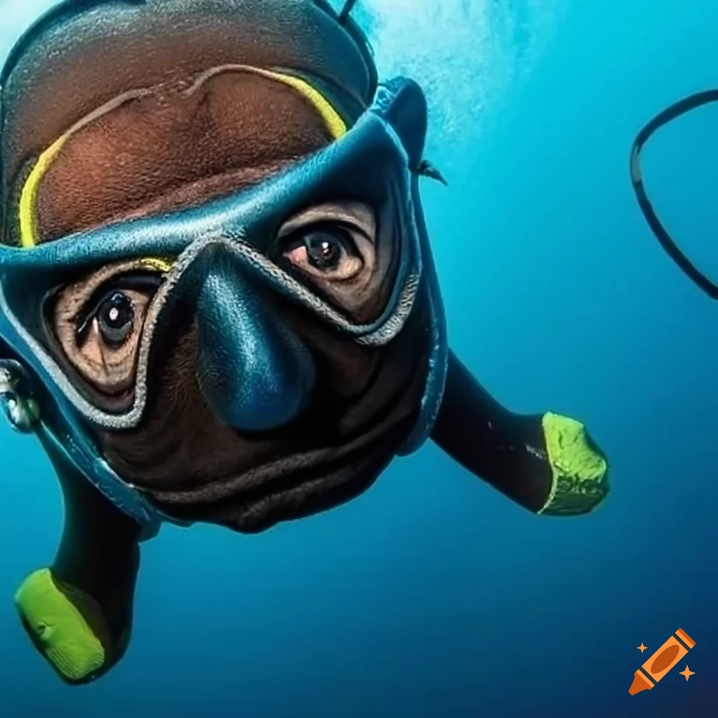 Scuba diving pug on Craiyon
