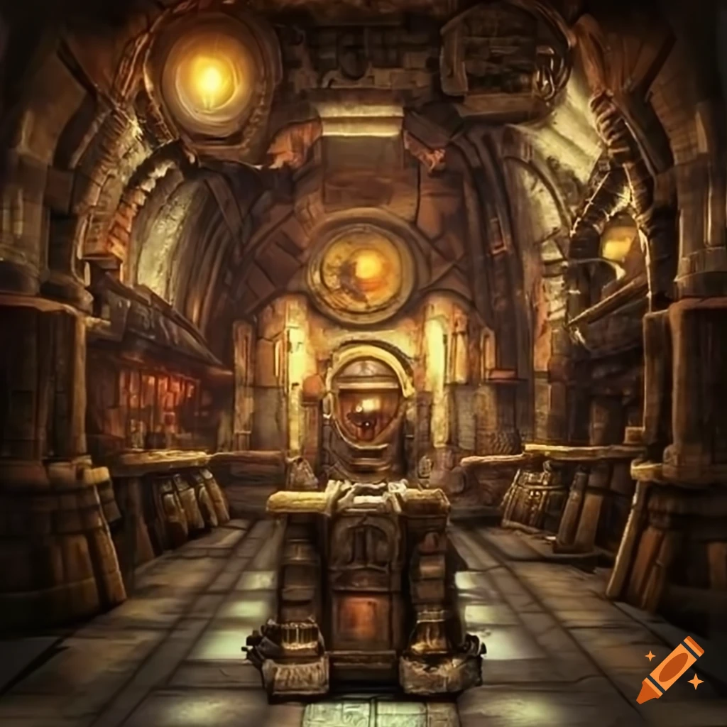 Steampunk underground dwarven train station on Craiyon