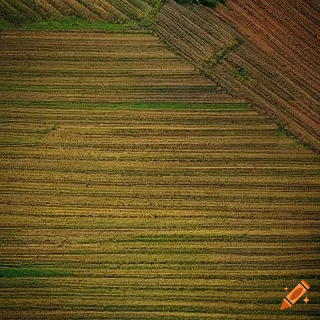 Top down aerial view of mixed farmland on Craiyon