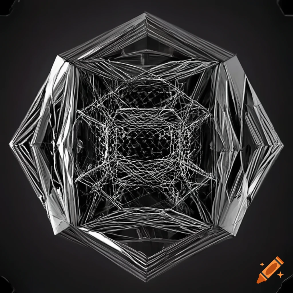 Hypercube 4D 4k Carbon fiber nanotube chassis Penrose geometric surrealistic illusions on Craiyon