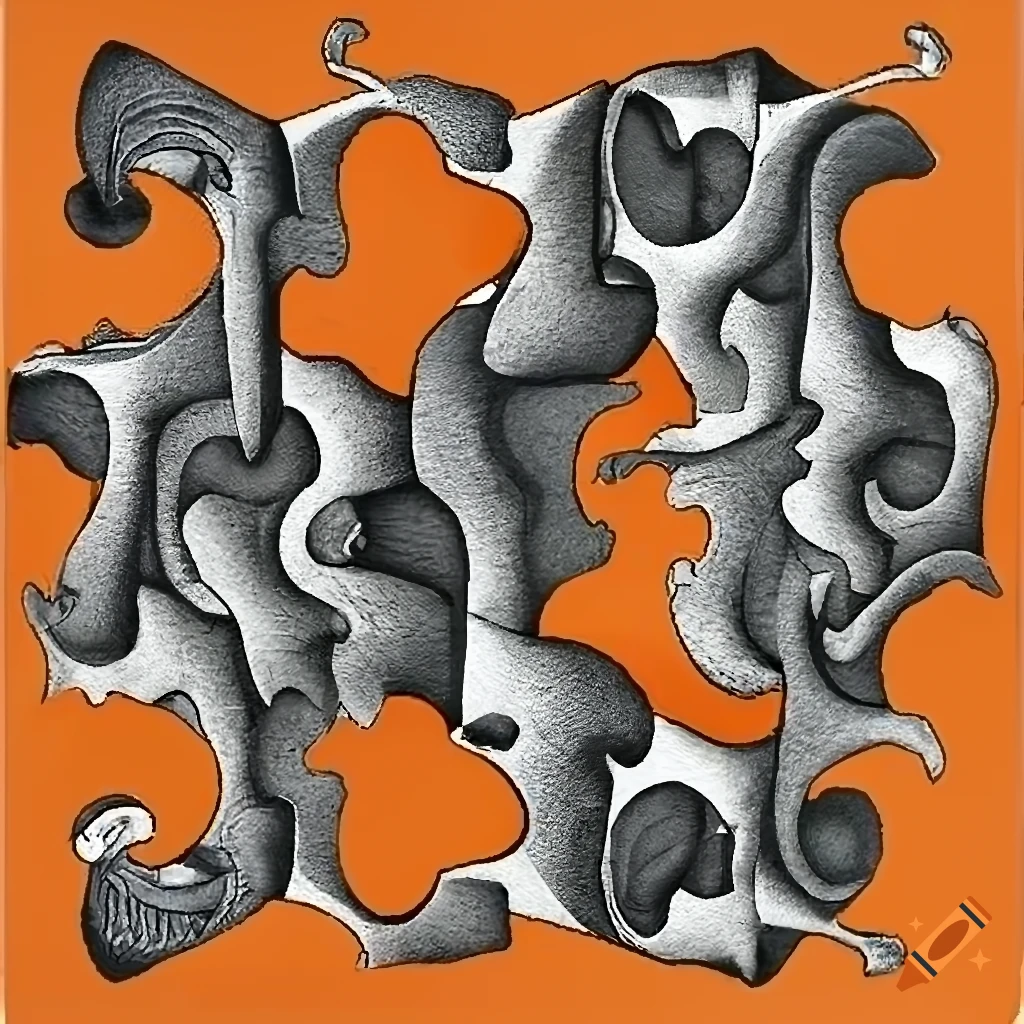 Mc escher's tiktaalik art in microsoft paint on Craiyon