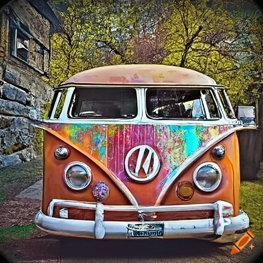 Hippie vw bus in vintage colors on Craiyon