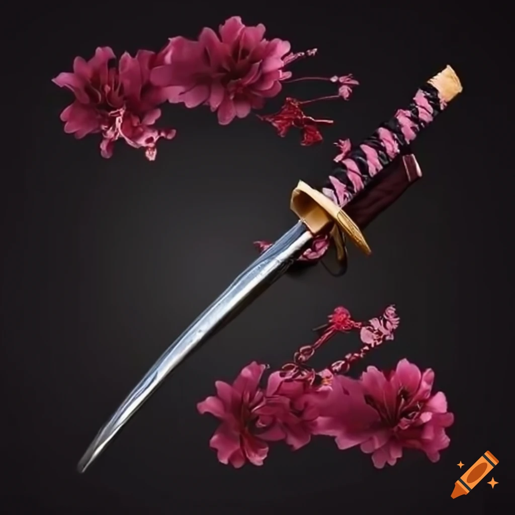Katana adorned with sakura flowers on Craiyon
