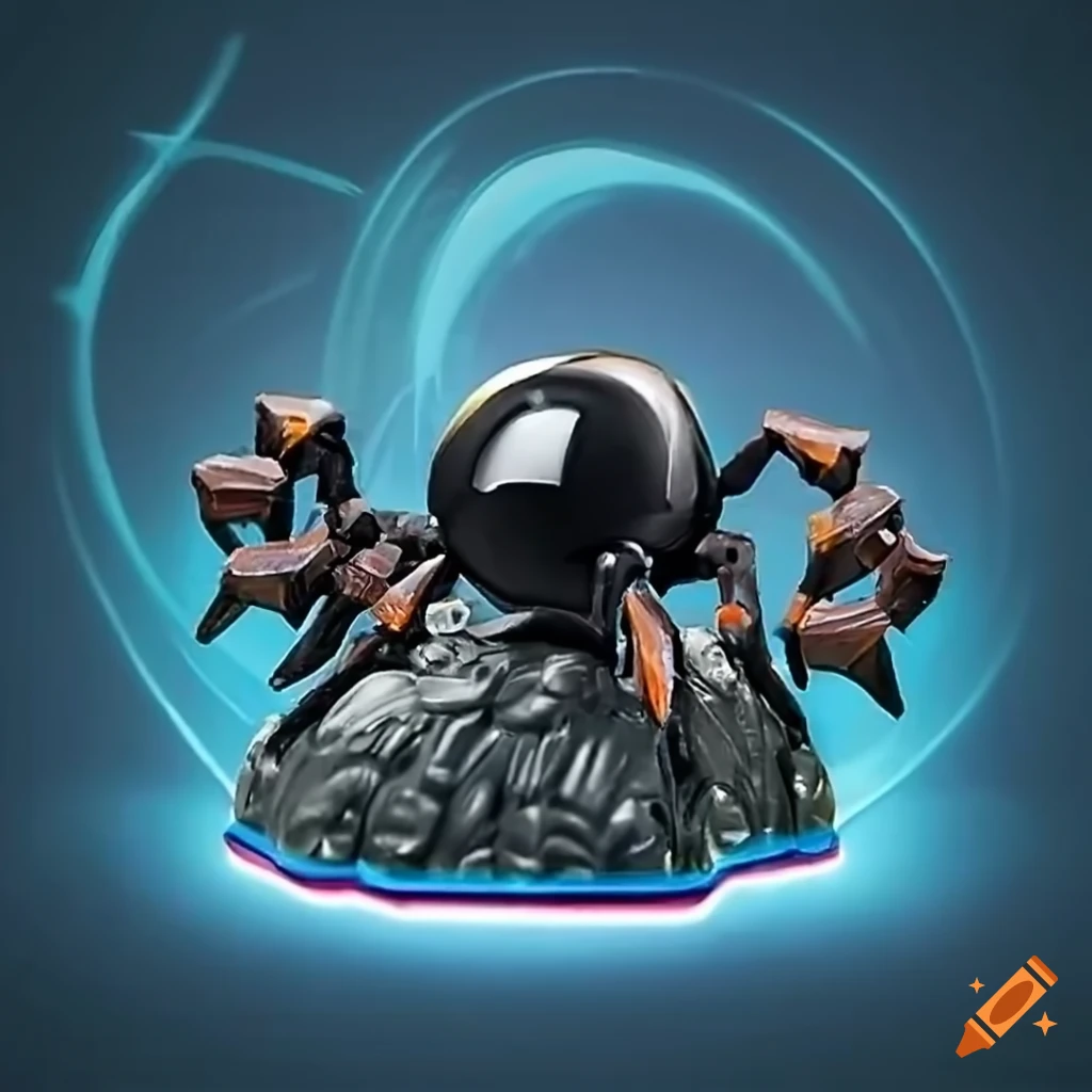 Skylanders-style figure with black spider abdomen and legs on Craiyon