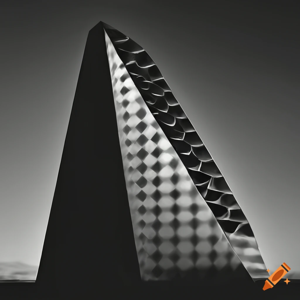 Surreal black metallic building with Penrose triangles optical illusion ...