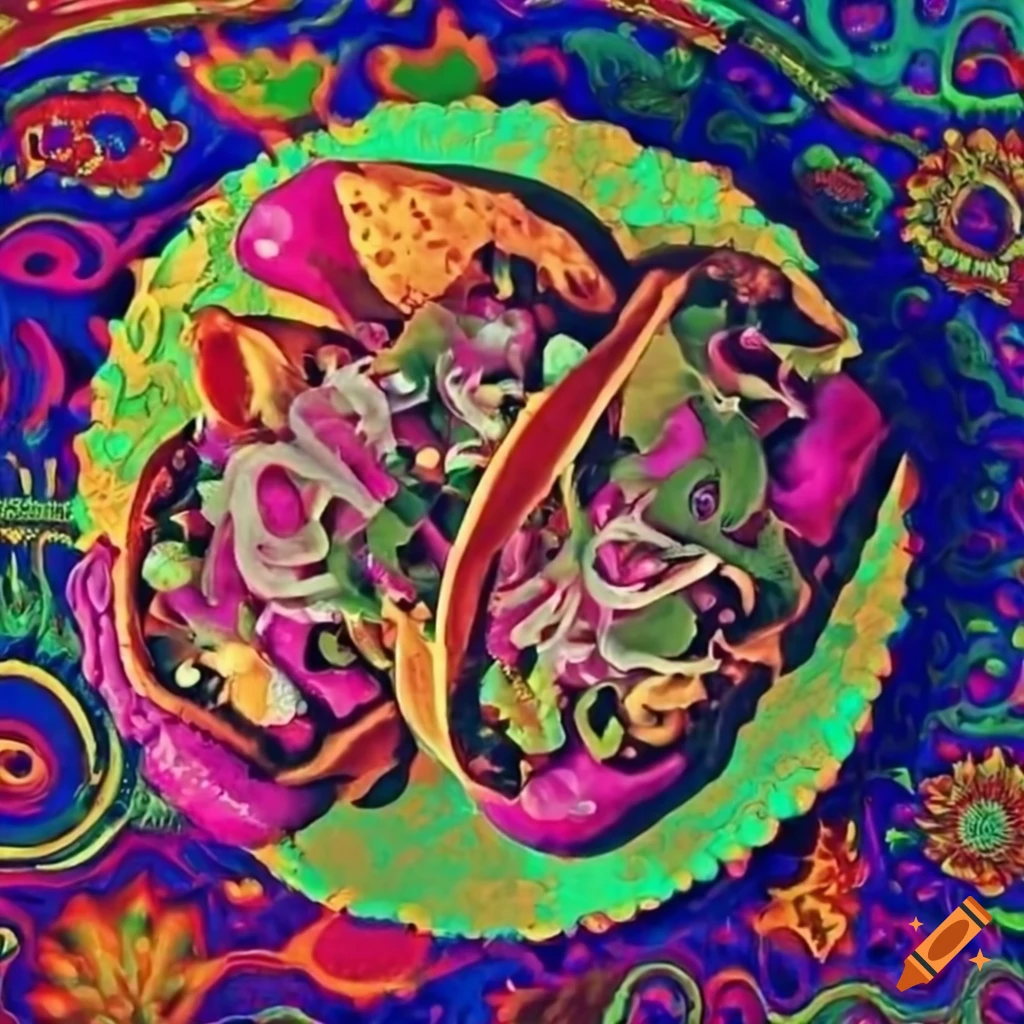 Colorful mexican food with a psychedelic twist on Craiyon