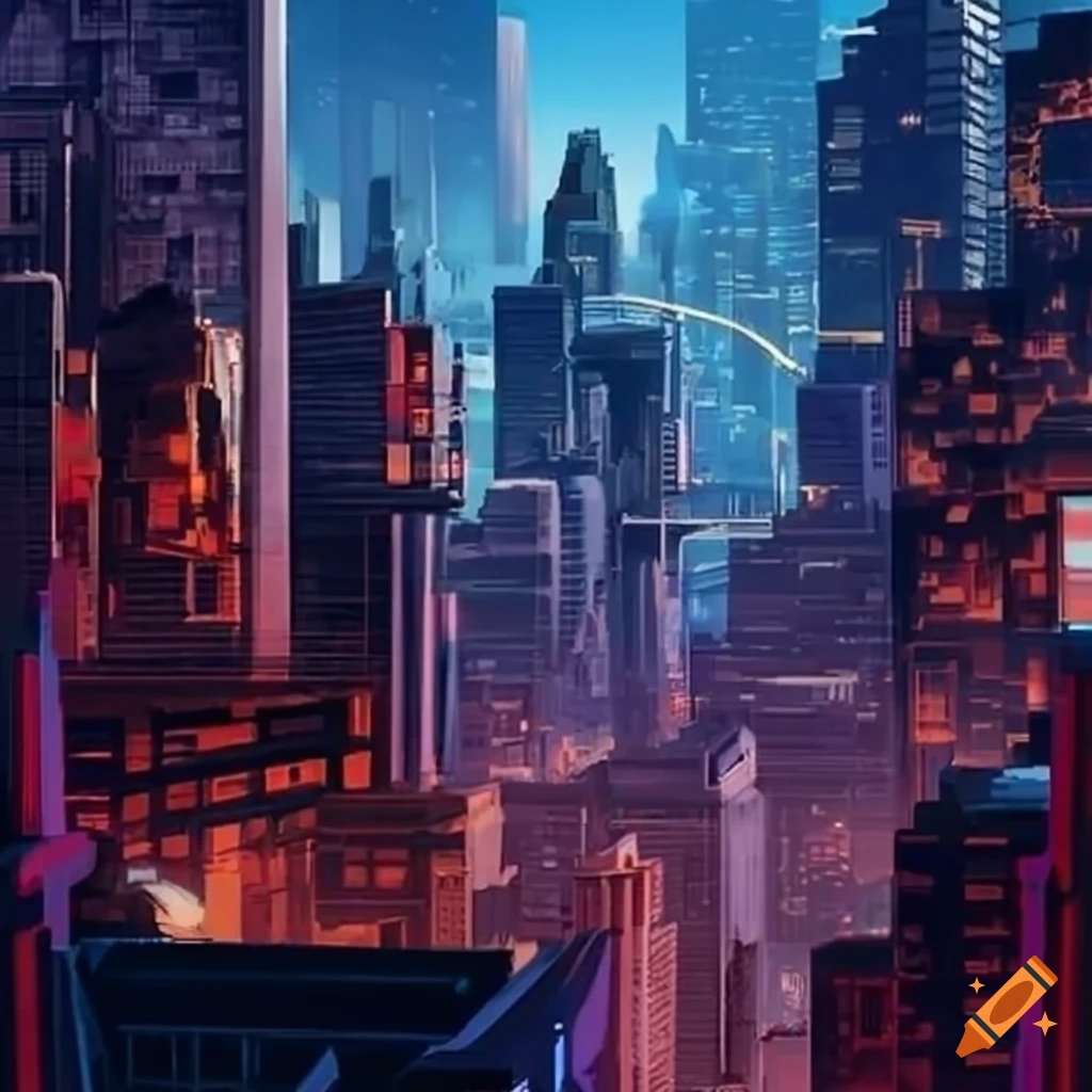 Spiderverse cityscape on Craiyon