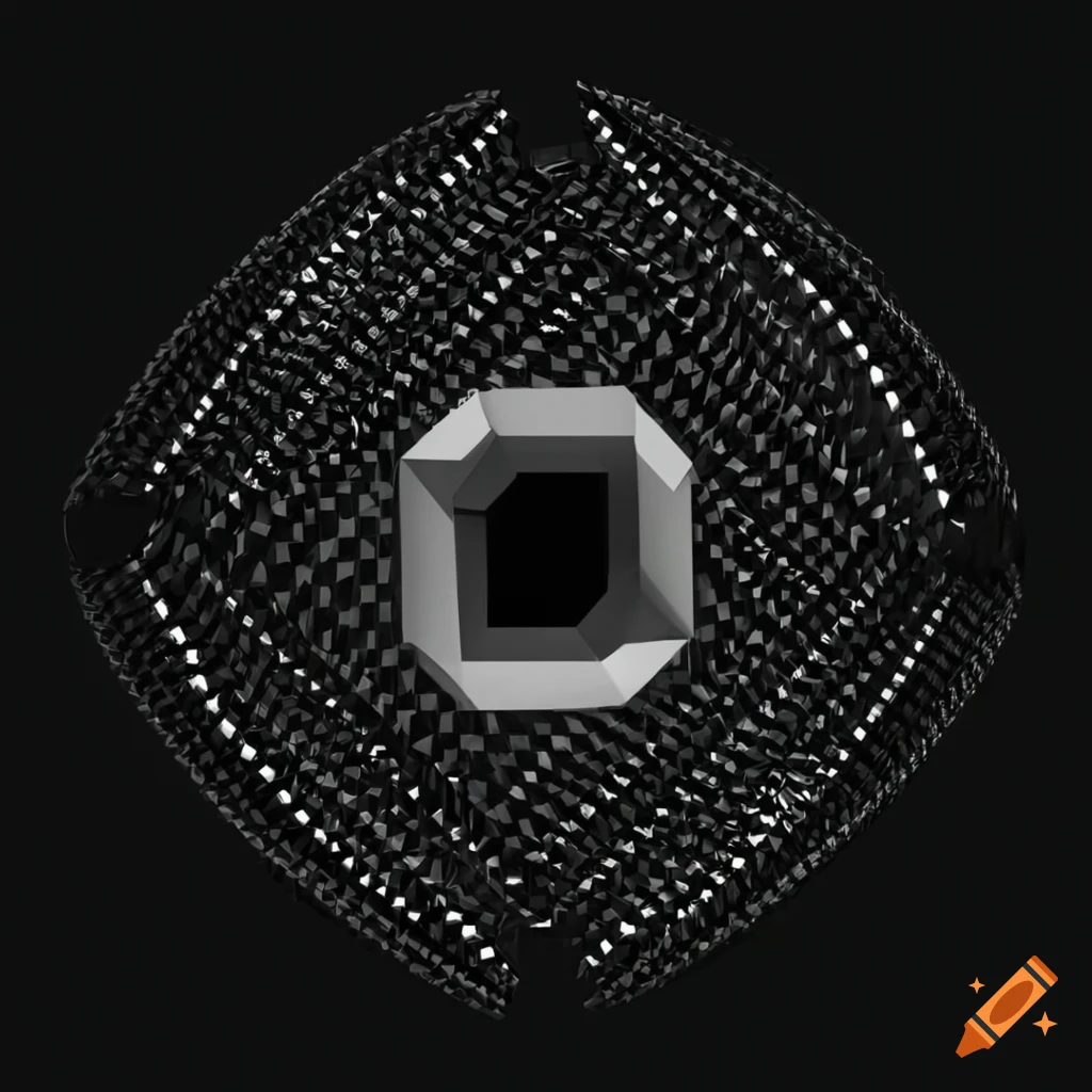 3D isometric double Moebius logo on black background with carbon fiber ...