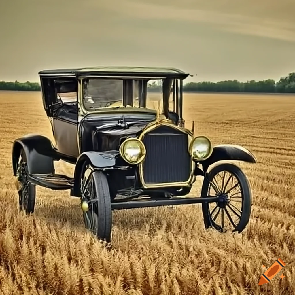 Vintage ford model t in a wheat field on Craiyon