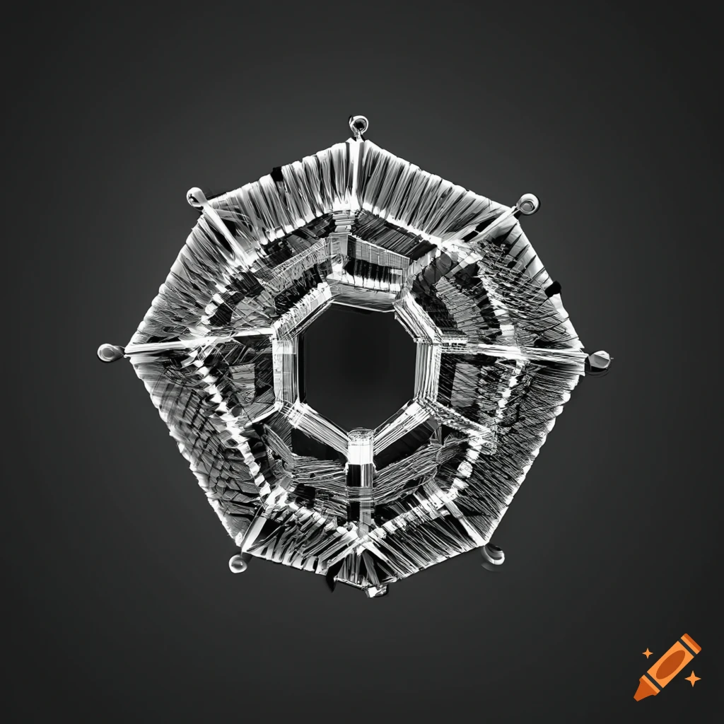 Complex 4d hypercube geometric shape on black background on Craiyon