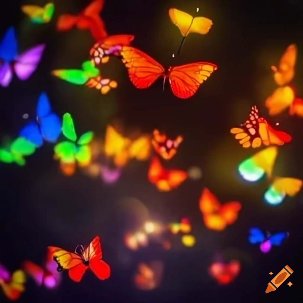 Colorful swarm of butterflies in the sky on Craiyon