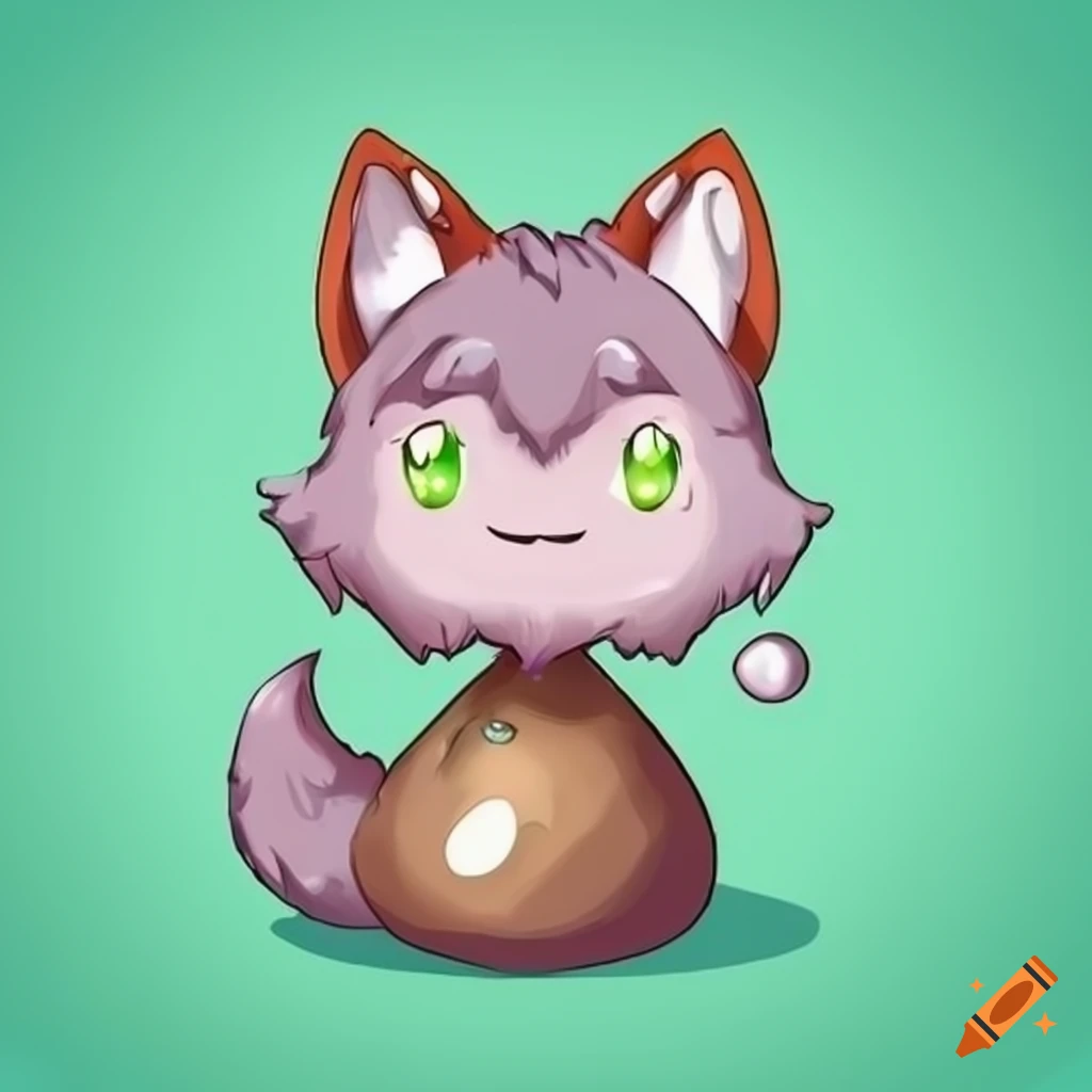 Chibi-style slime with wolf ears and wolf tail on Craiyon