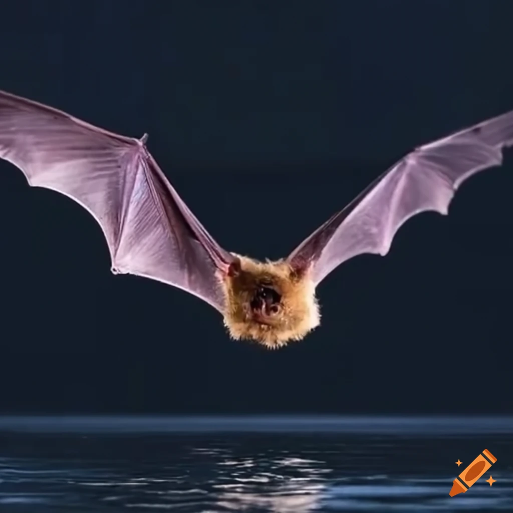 Bat flying over water at night on Craiyon