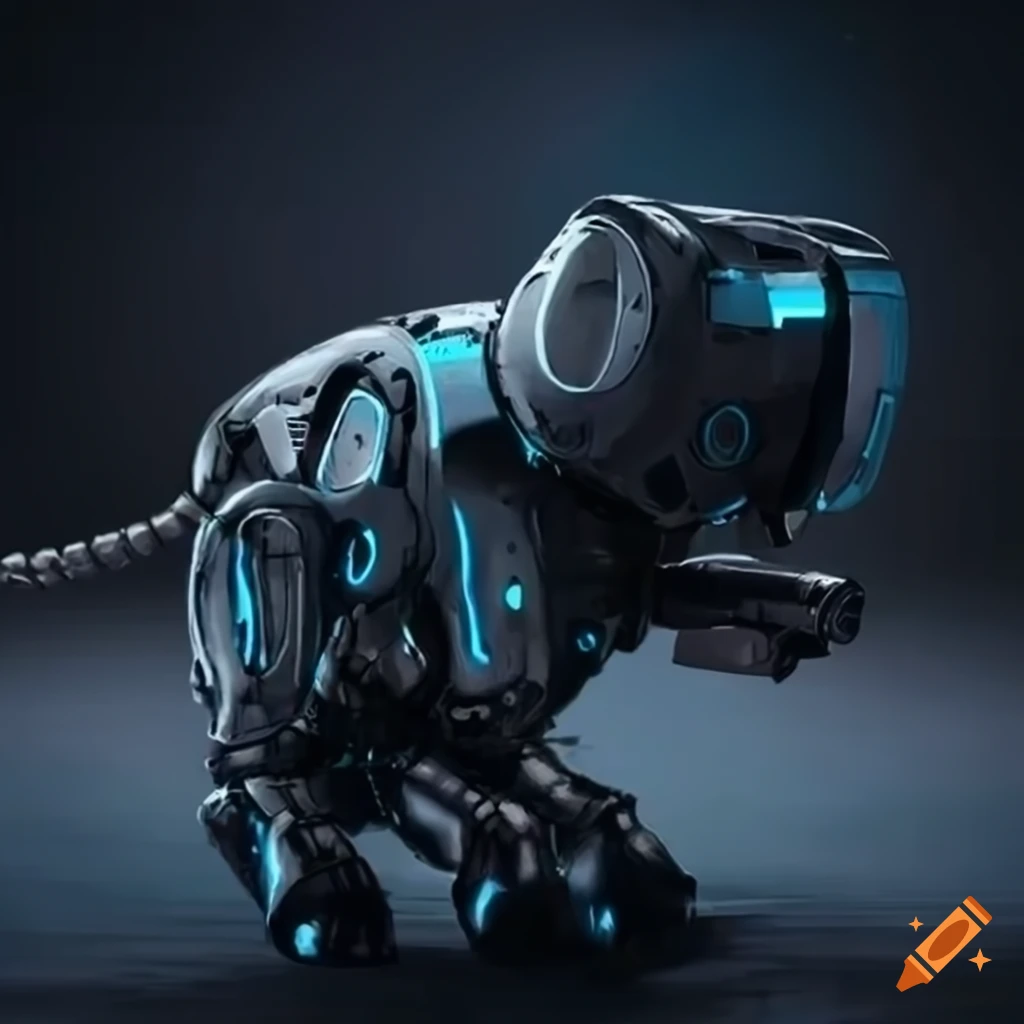 Science fiction robot dog and cat on Craiyon