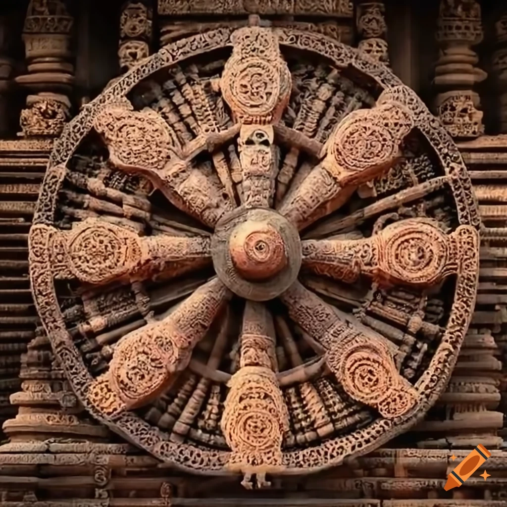 Konark temple wheel sculpture on Craiyon