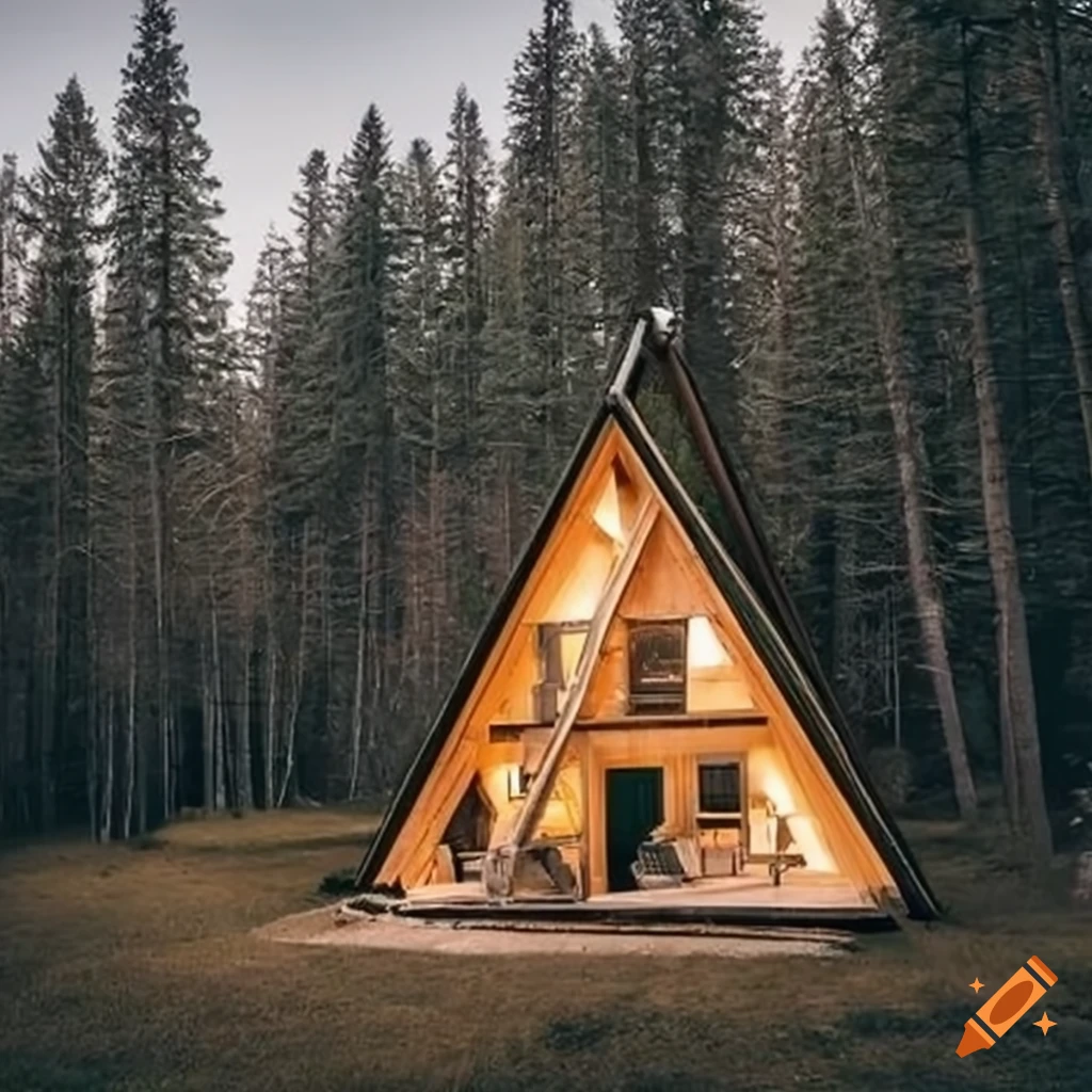 Aesthetic a frame home in the wilderness on Craiyon