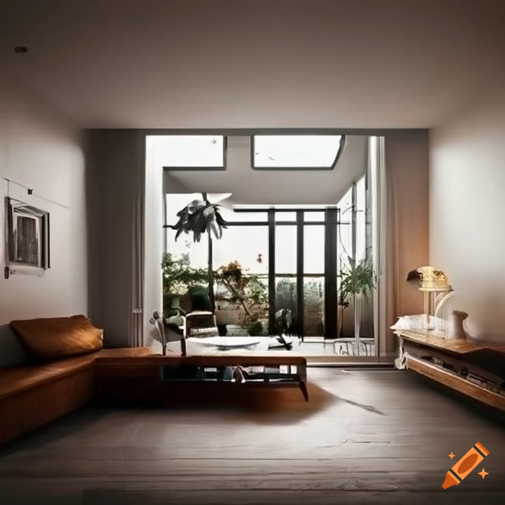 High split level gradation interior room on Craiyon