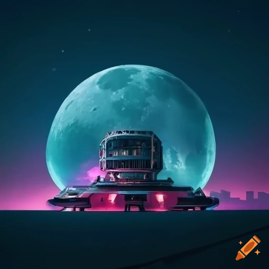 Modular space colony structures on the moon in Scandinavian cyberpunk ...