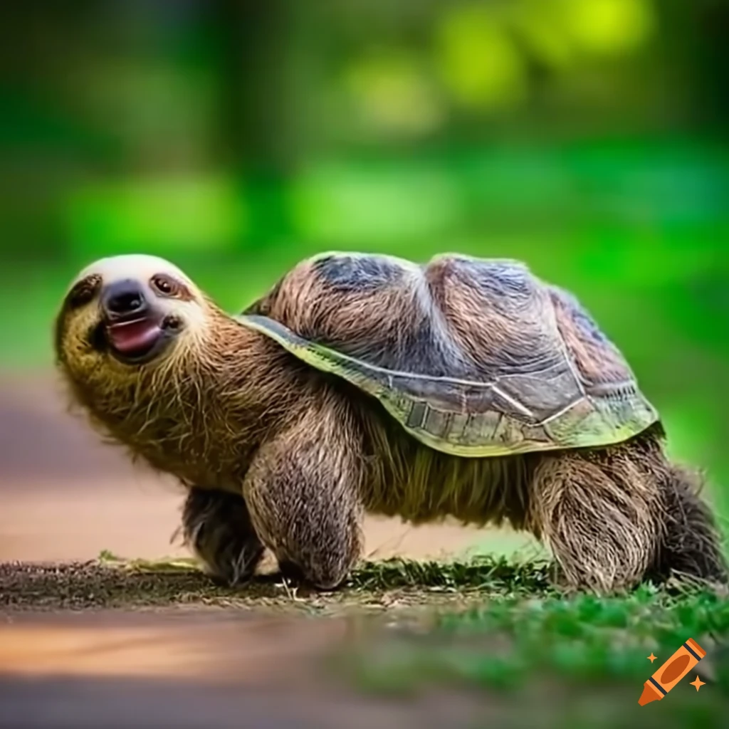 Happy sloth and turtle walking to school on a sunny day on Craiyon