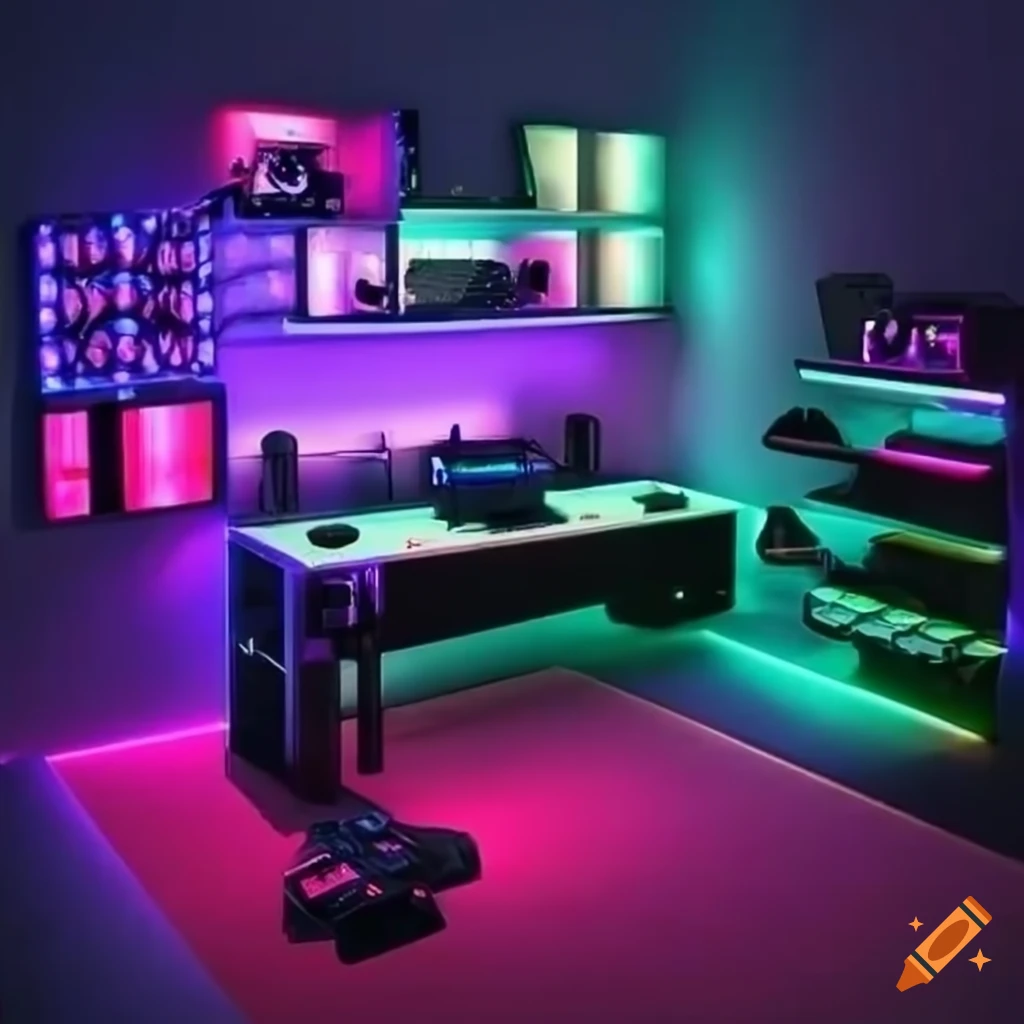 Cool gaming room with led lighting on Craiyon