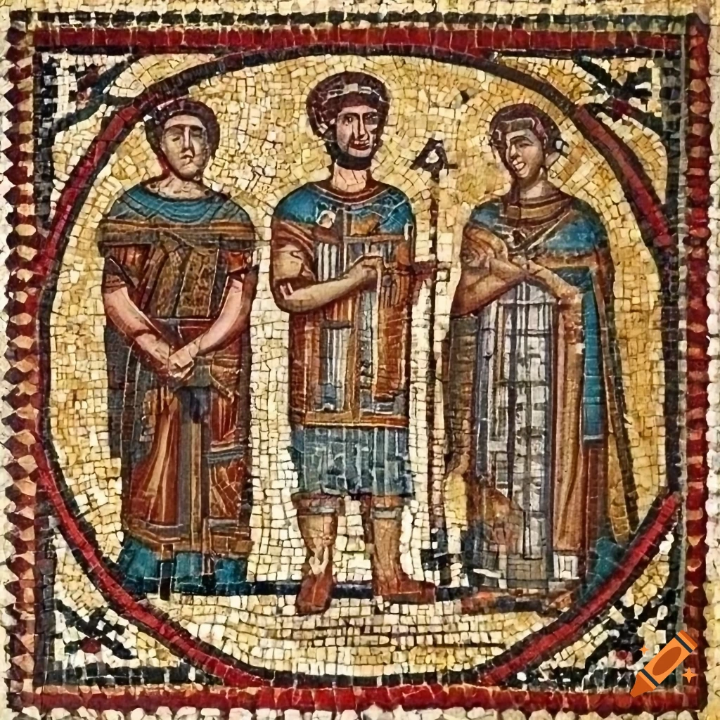 Mosaic of Constantine the Great with his three sons in Christian ...