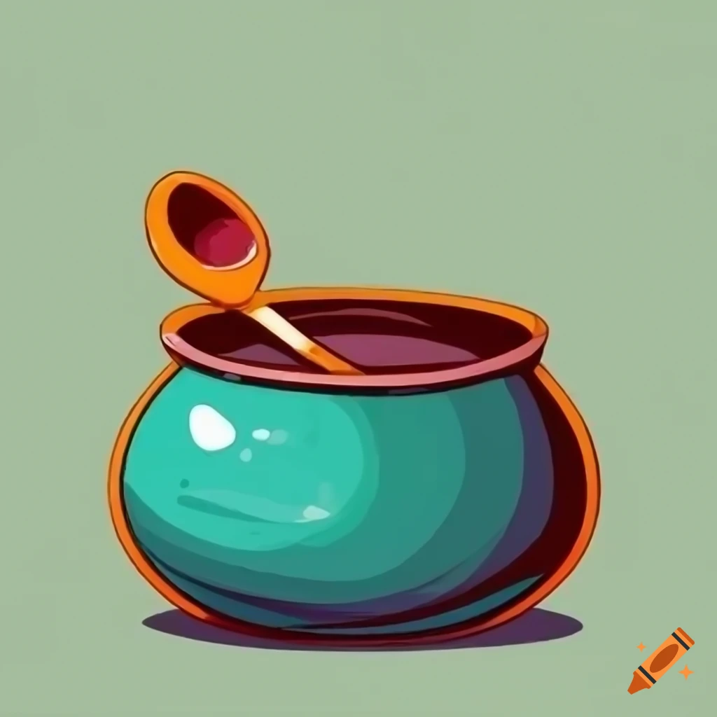 Fantasy pot with spoon on transparent background on Craiyon