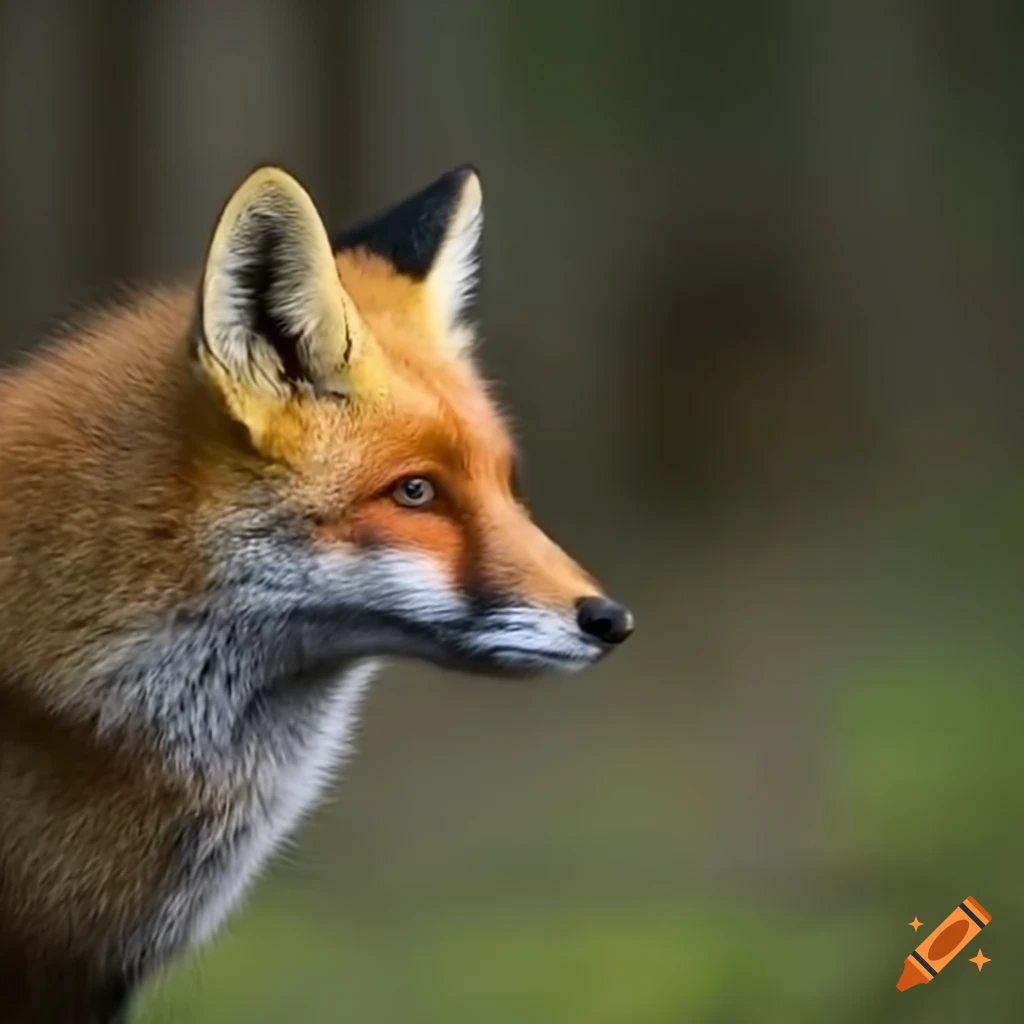 Fox looking over its shoulder in a forest on Craiyon