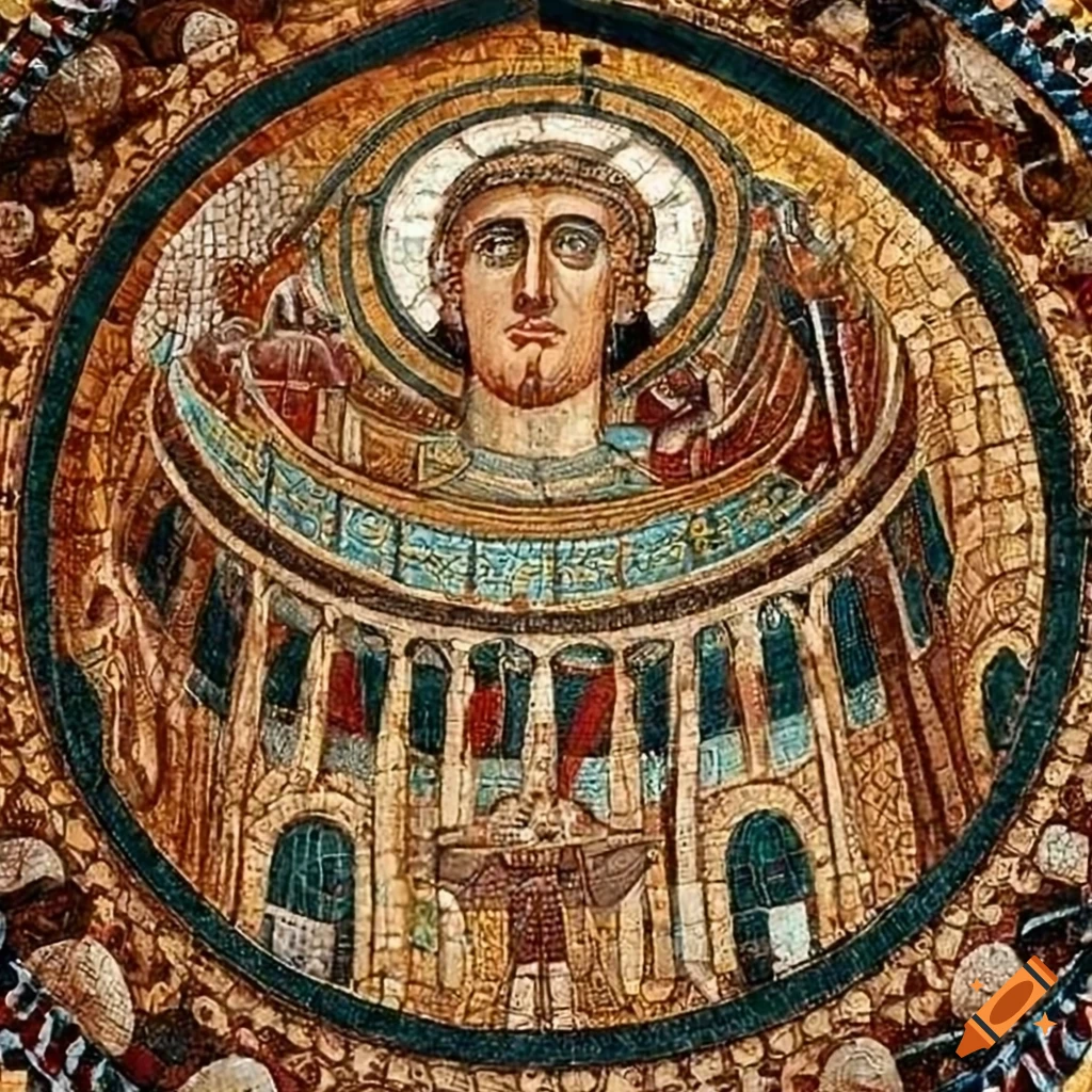 Mosaic of emperor constantine the great with christian cross on Craiyon