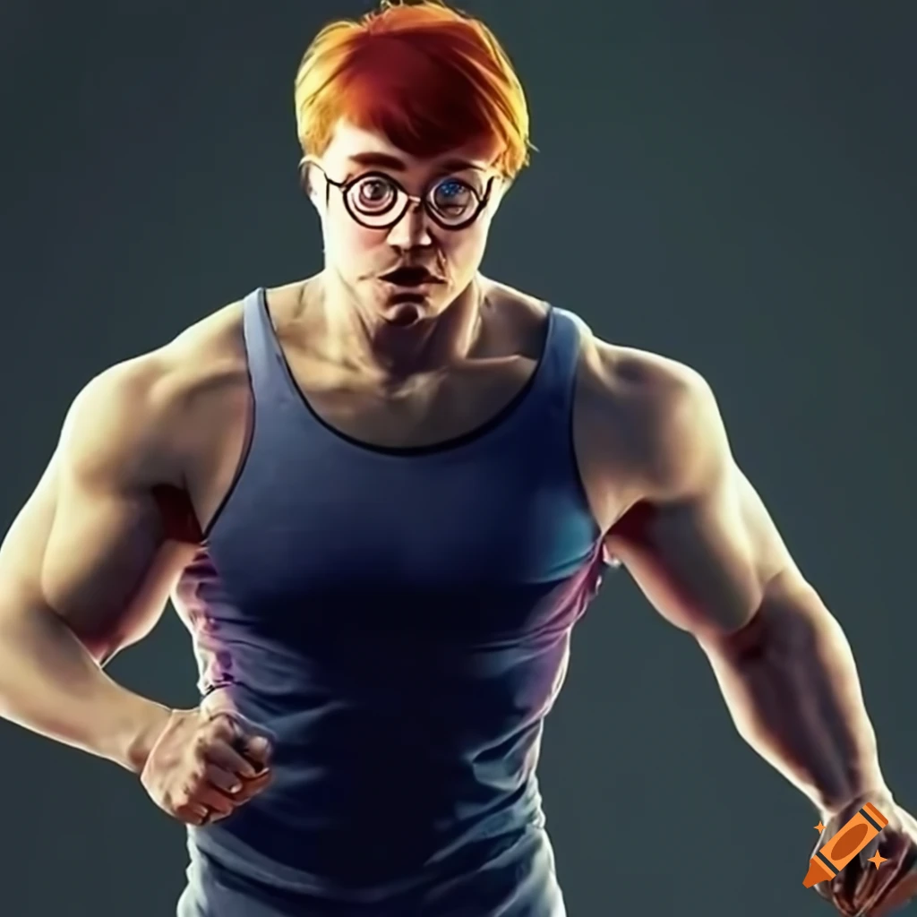 Harry Potter showing strength and determination in gym clothes during ...