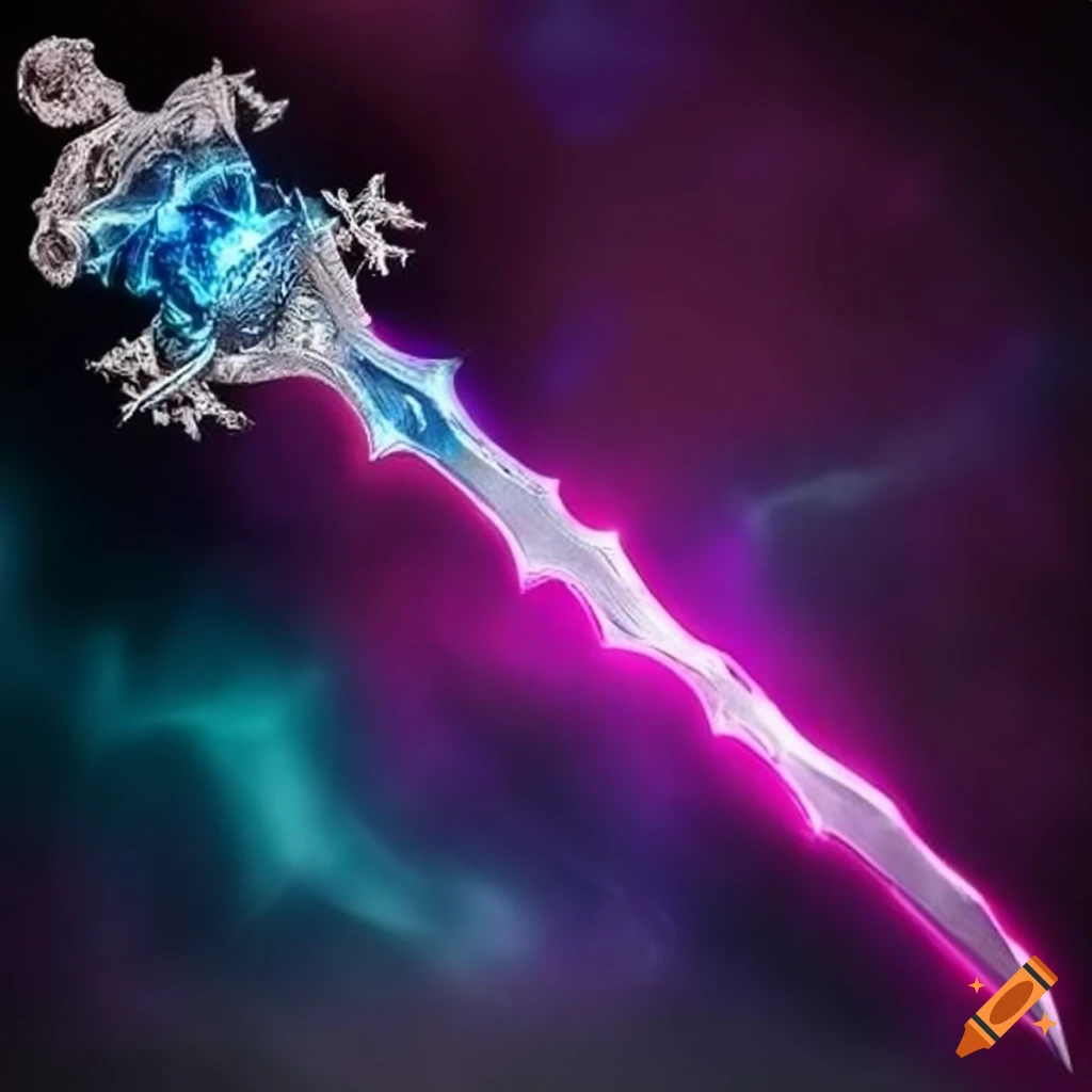 Medieval magic sword with frost flame on Craiyon