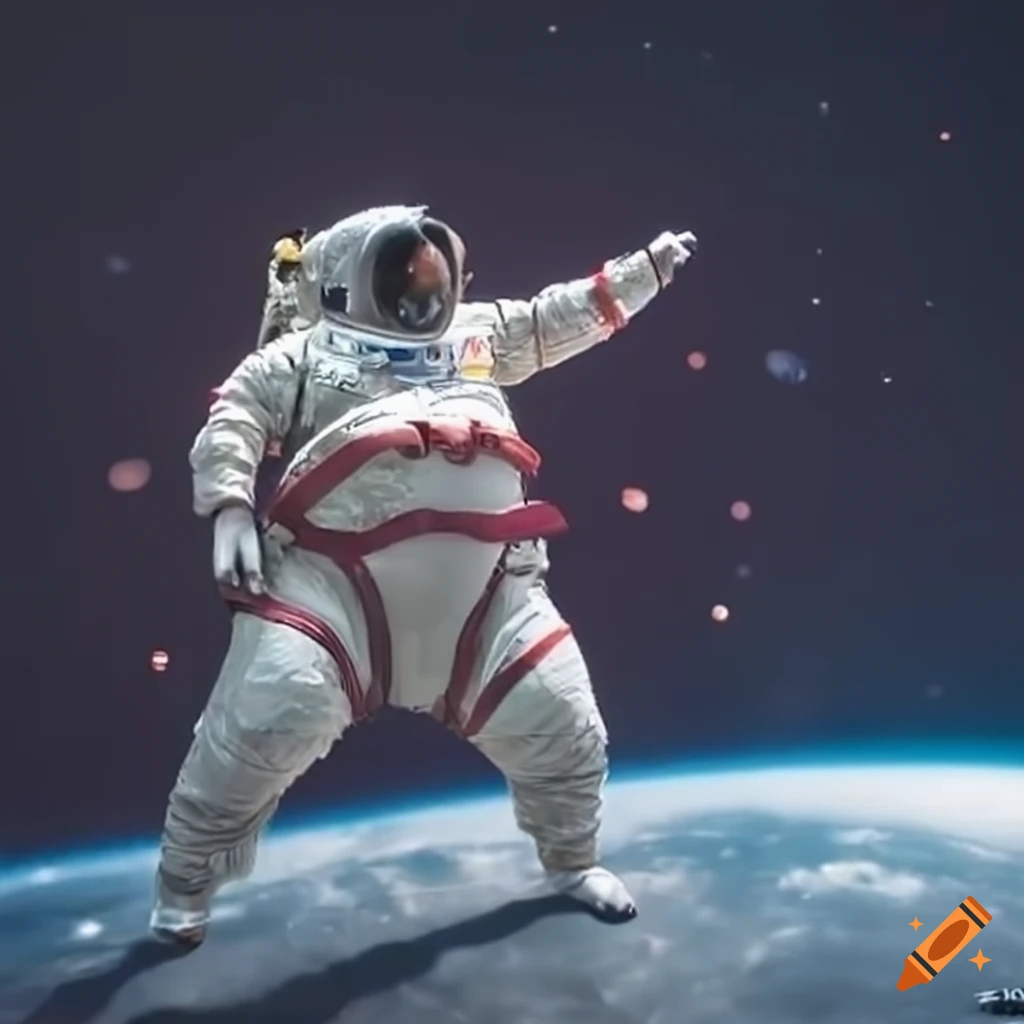 Sumo astronaut in outer space on Craiyon