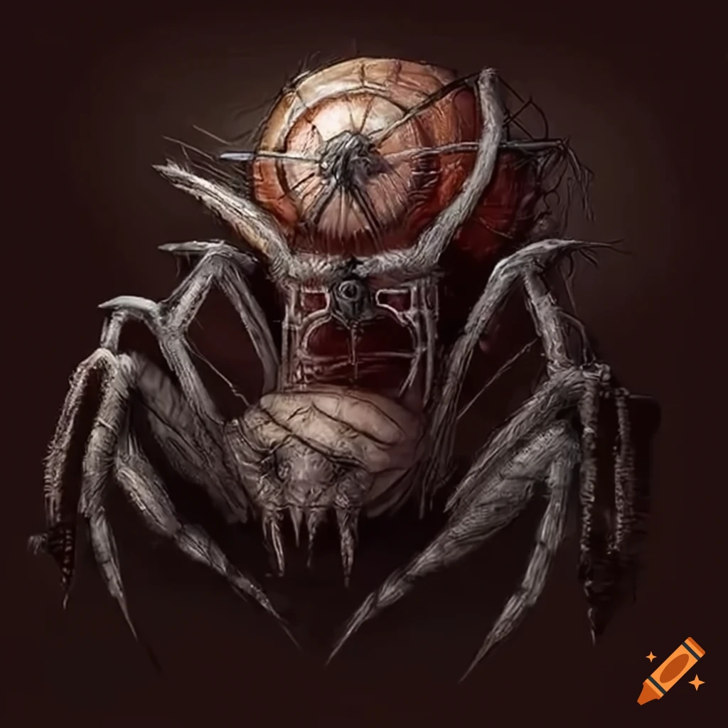 Spider husk ship with crawling legs and cockpit on Craiyon