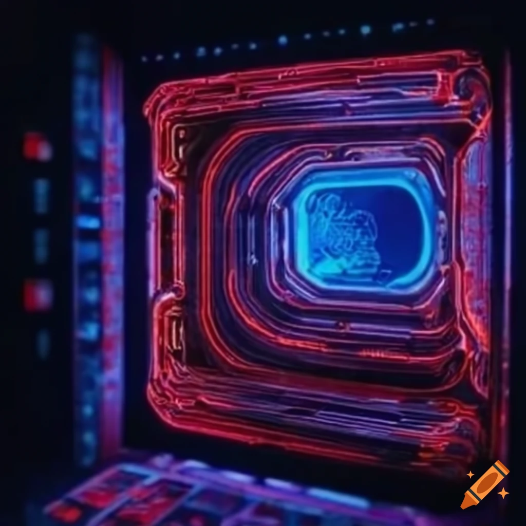 Illuminated otherworldly names on a high-tech screen on Craiyon