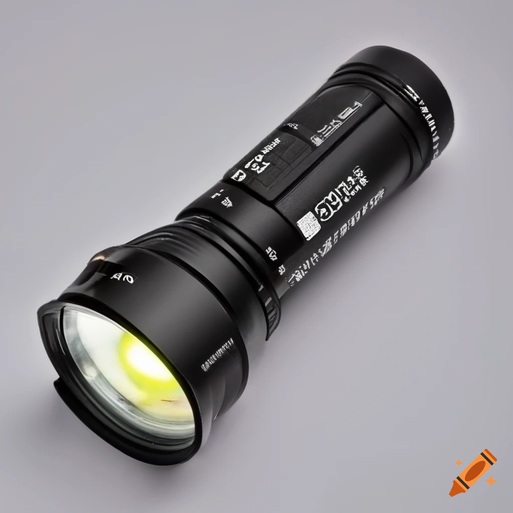 Shining flashlight on white background on Craiyon