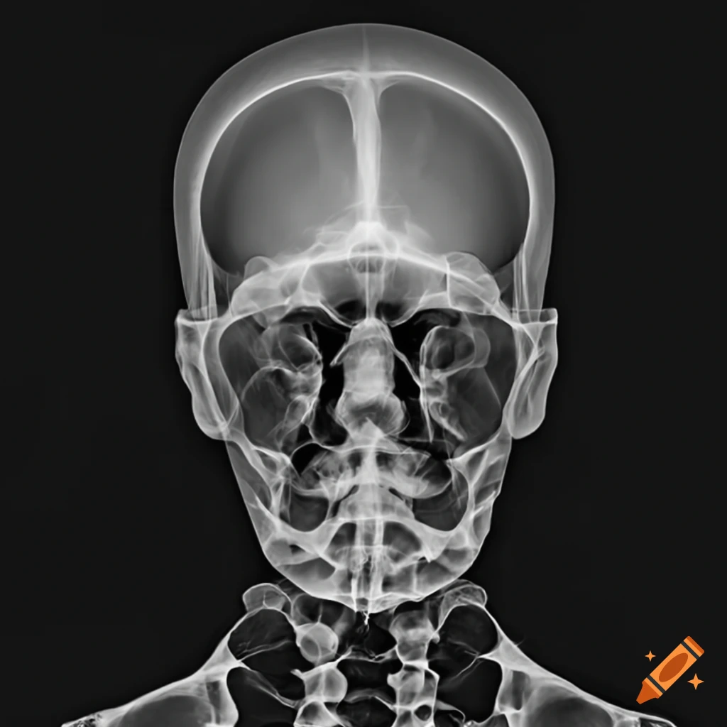 X-ray of human head - front view on Craiyon