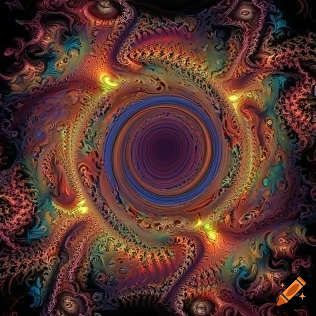 Fractal art with spiraling tie-dye palette in digital medium on Craiyon
