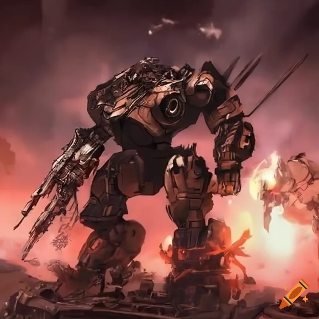 Battle damaged mecha on Craiyon