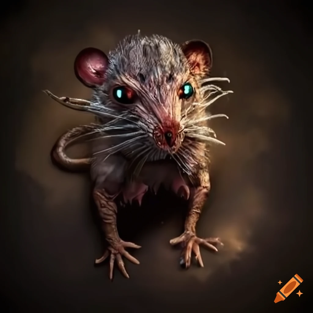 Overhead view of a mutant rat in a post-apocalyptic setting on Craiyon