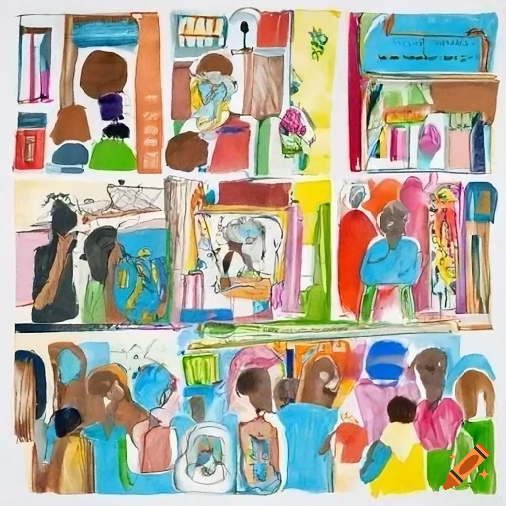 Collage drawing depicting good connection, clean environment, good ...