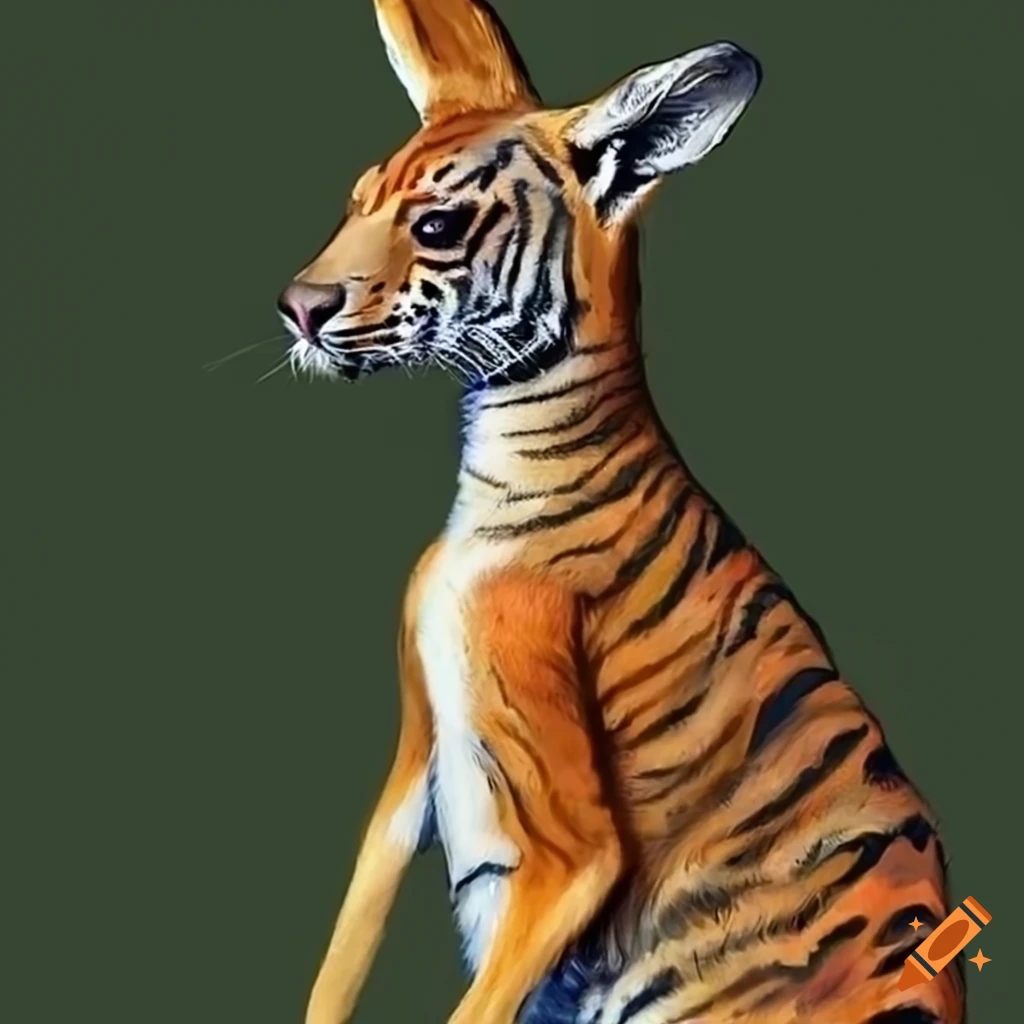Imaginative tiger-kangaroo hybrid artwork on Craiyon