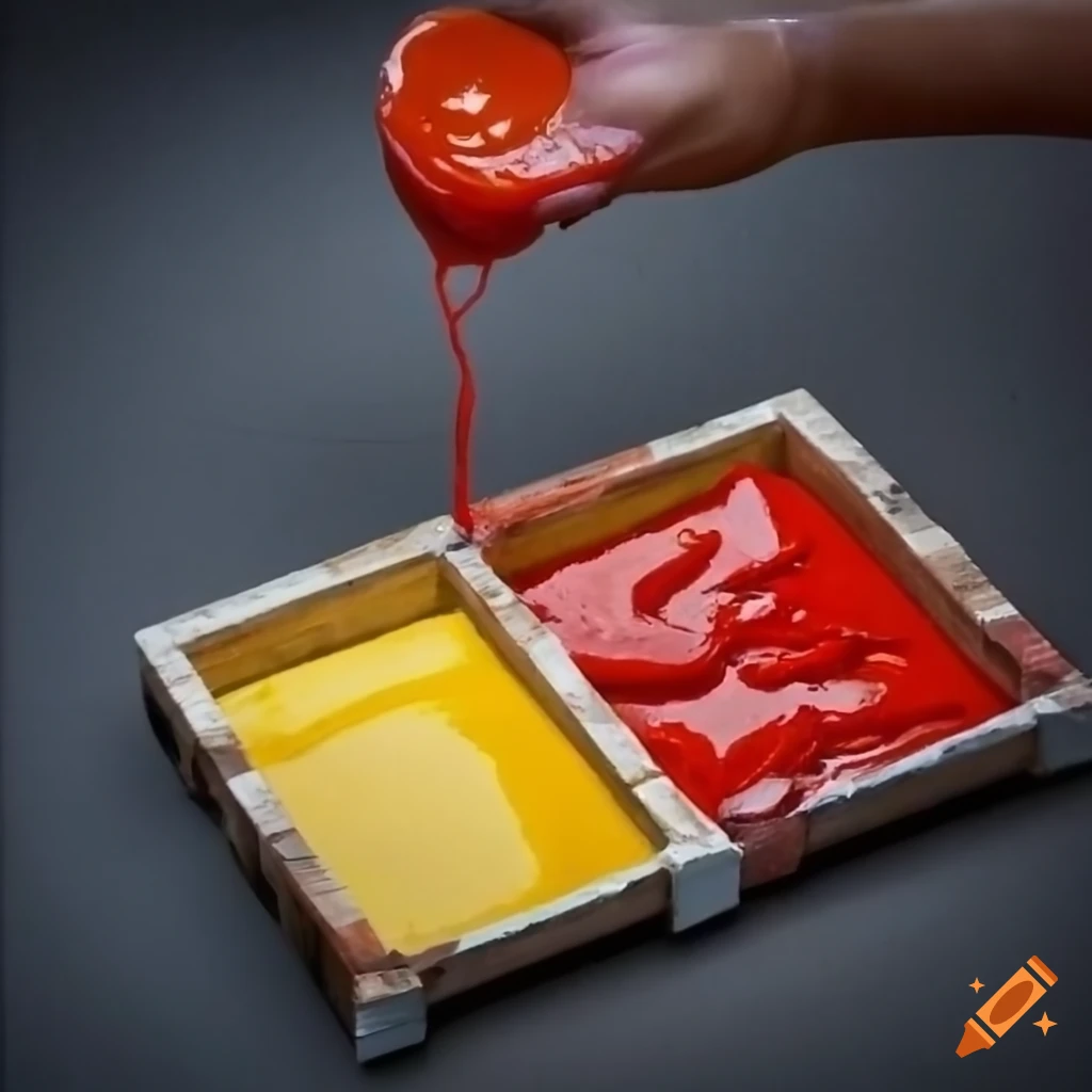 Paint palette with mustard and ketchup colors on Craiyon