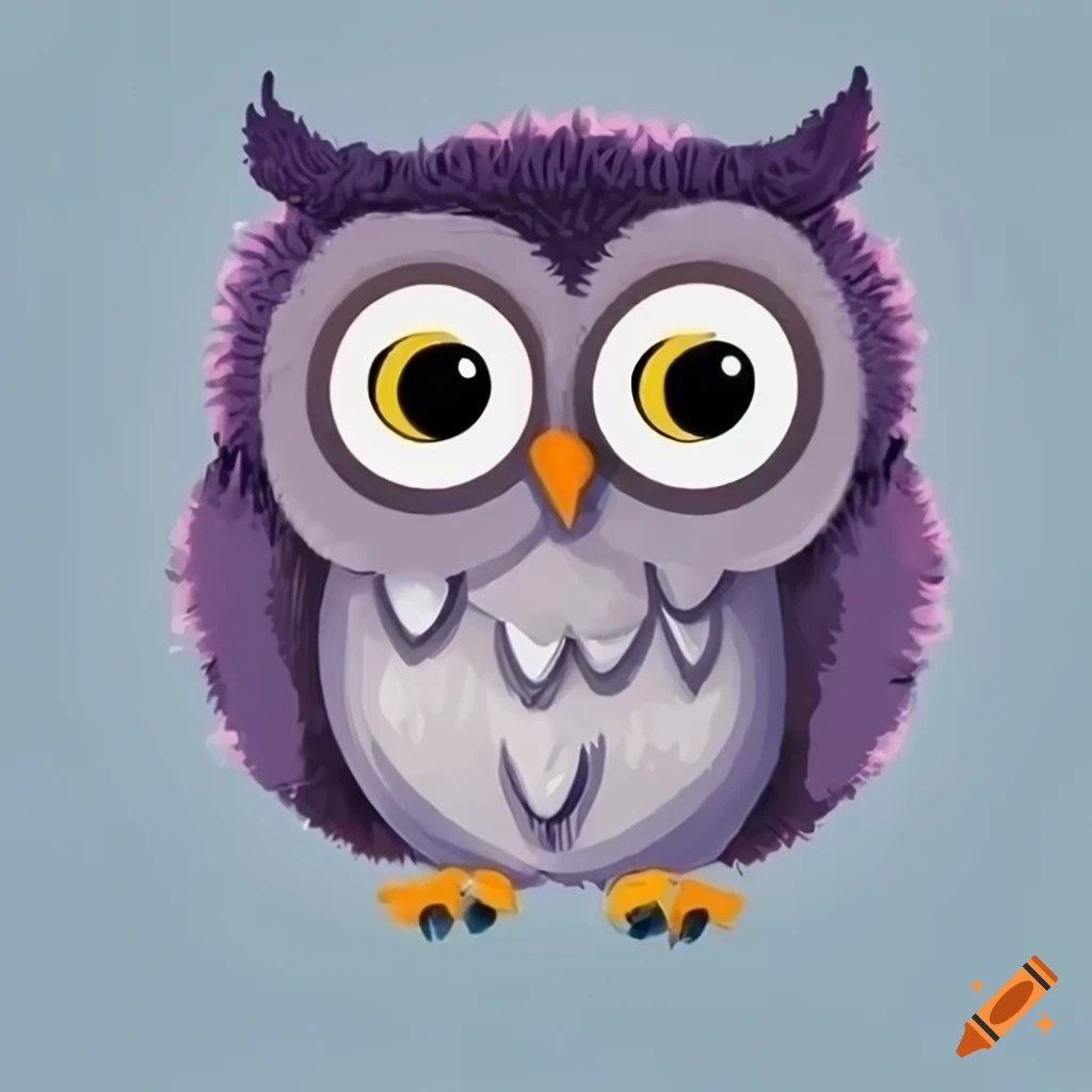 Cute happy owl in white on Craiyon