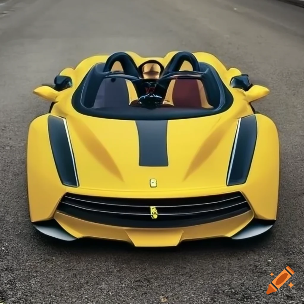 Custom Ferrari Y2K aesthetic one-of-a-kind yellow roadster on Craiyon