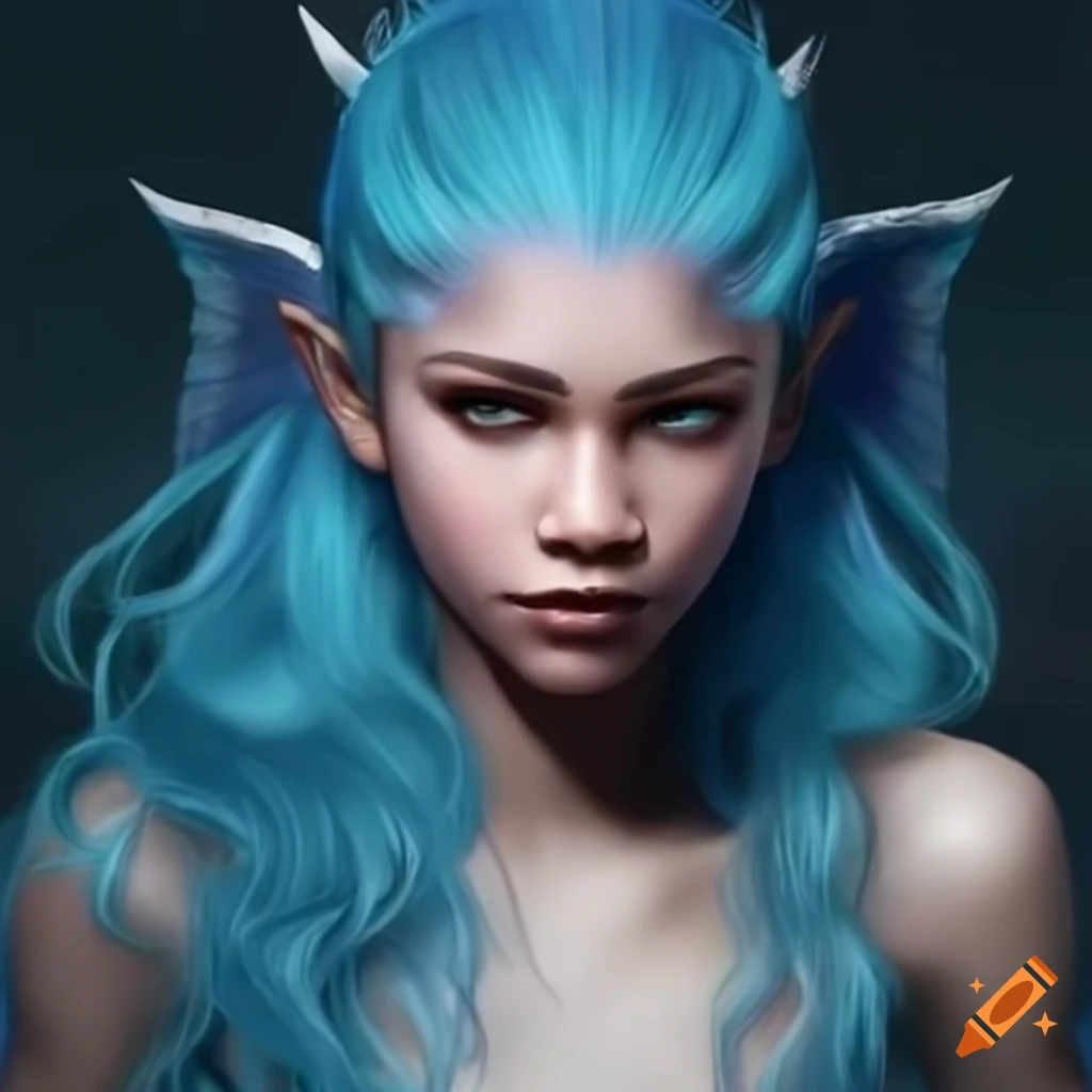 Ethereal beautiful stunning fairy wizard with pale blue skin and long ...