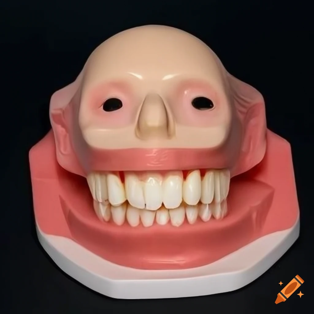 Dental phantom face with teeth models on dark background for dentist ...